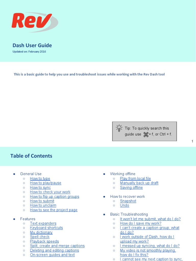 Dash User Guide | PDF | Keyboard Shortcut | Online And Offline