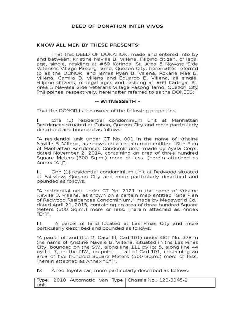 Deed of Donation Inter Vivos | PDF | Social Institutions | Social Science