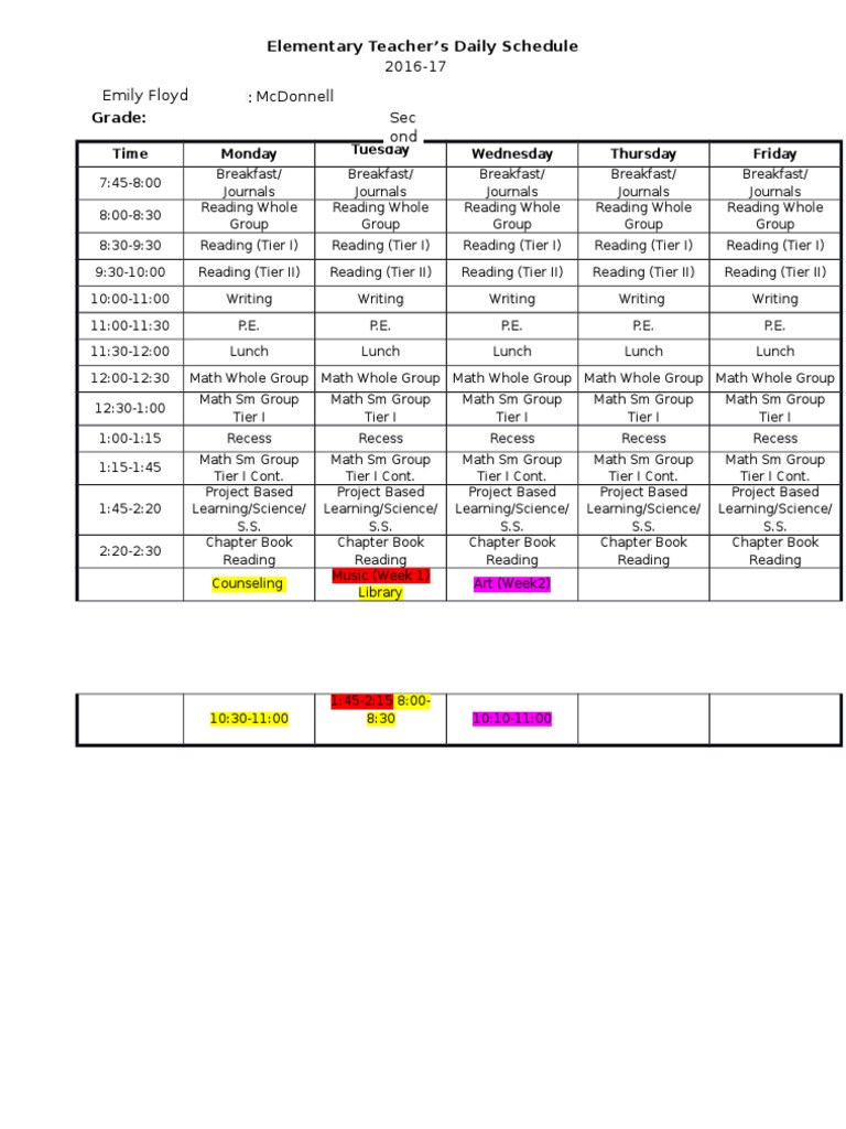 Floyd Emily Schedule | PDF