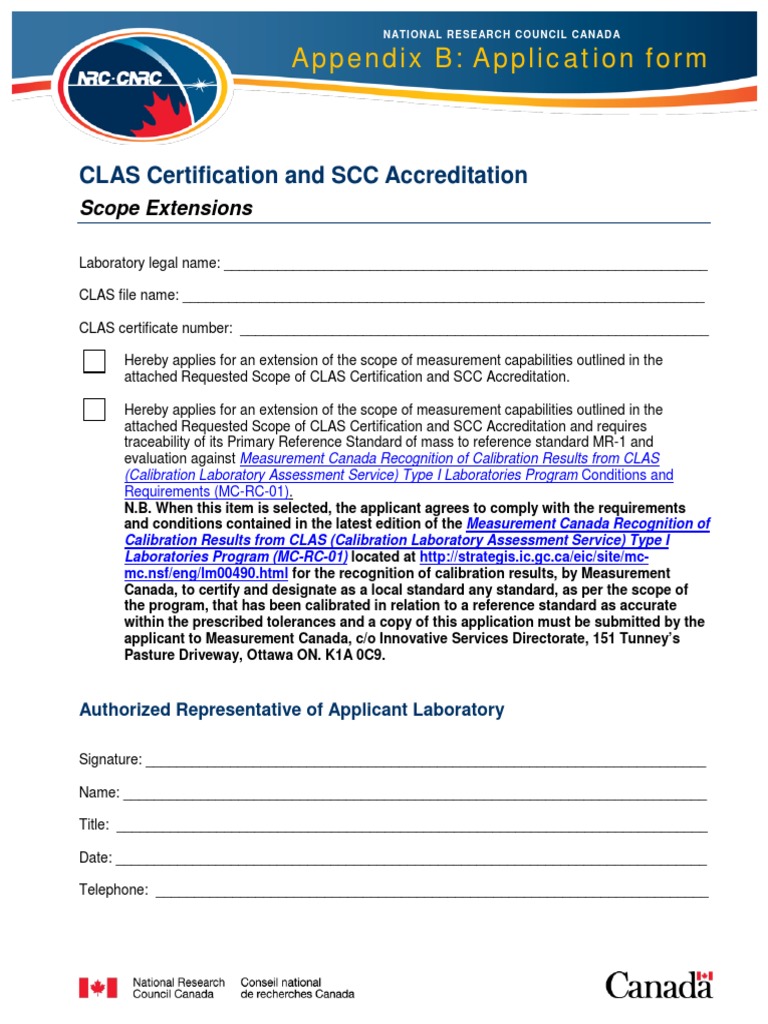 CLAS Certification Scope Extension Form | PDF