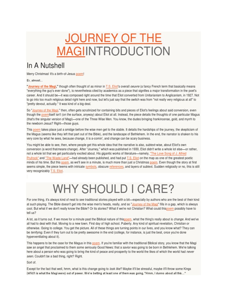Journey of the Magi | Biblical Magi | T. S. Eliot