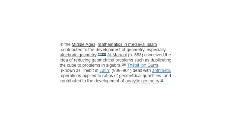 Mathematics in Medieval Islam: Geometry and Algebra | PDF