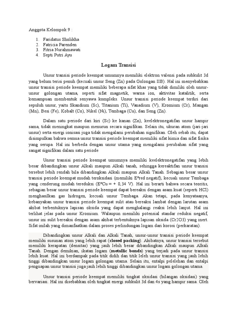 Logam Transisi | PDF