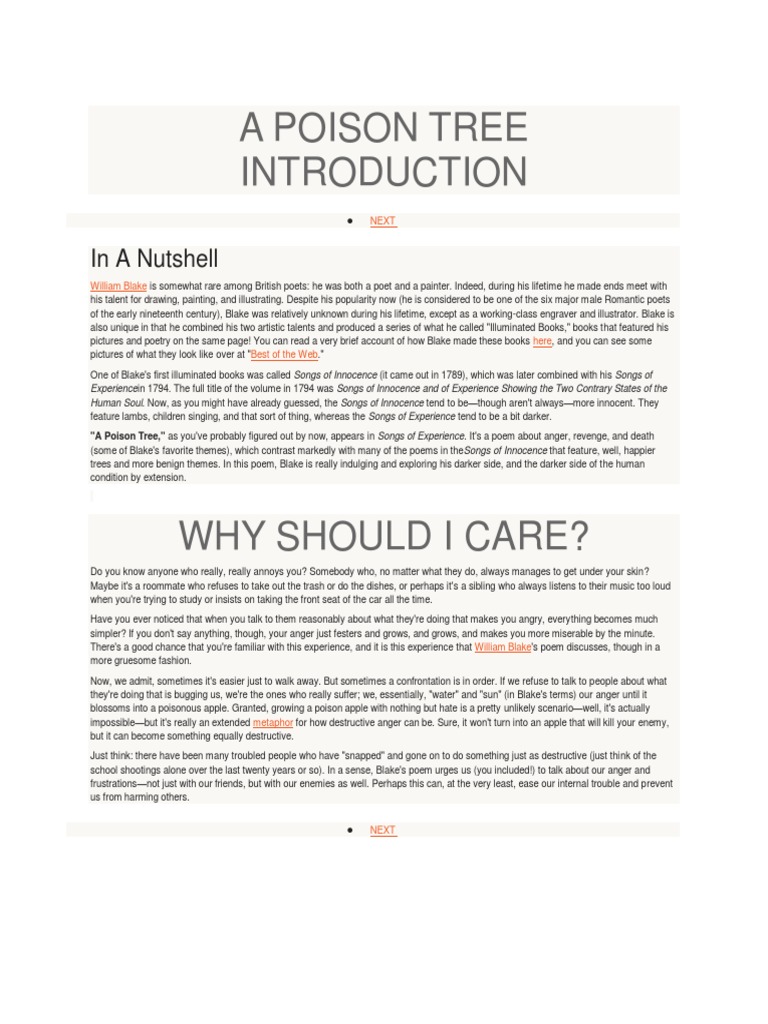 A Poison Tree | PDF | Metre (Poetry) | Anger