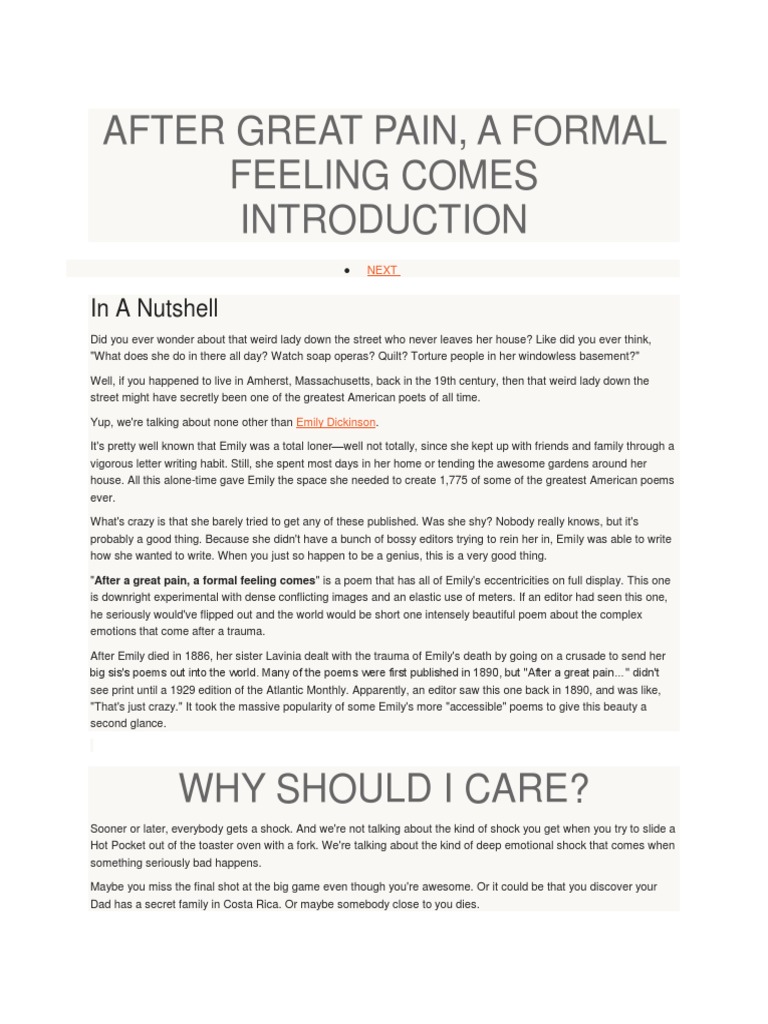 After Great Pain, A Formal Feeling Comes | Metre (Poetry) | Phonaesthetics