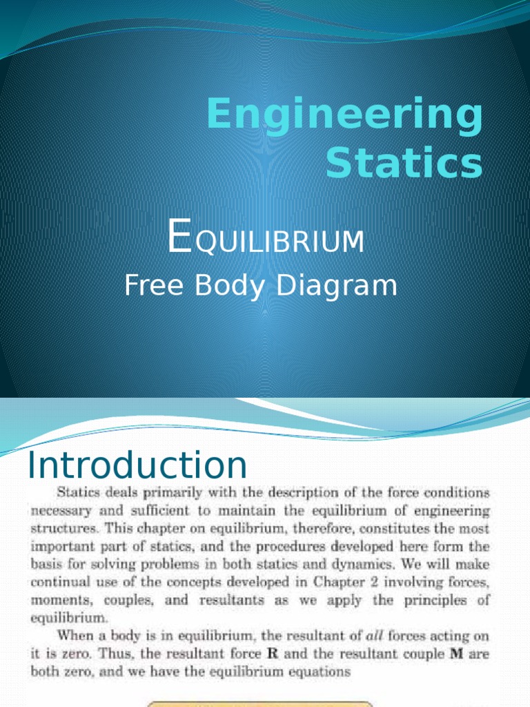 Engineering Statics: Quilibrium Free Body Diagram | PDF