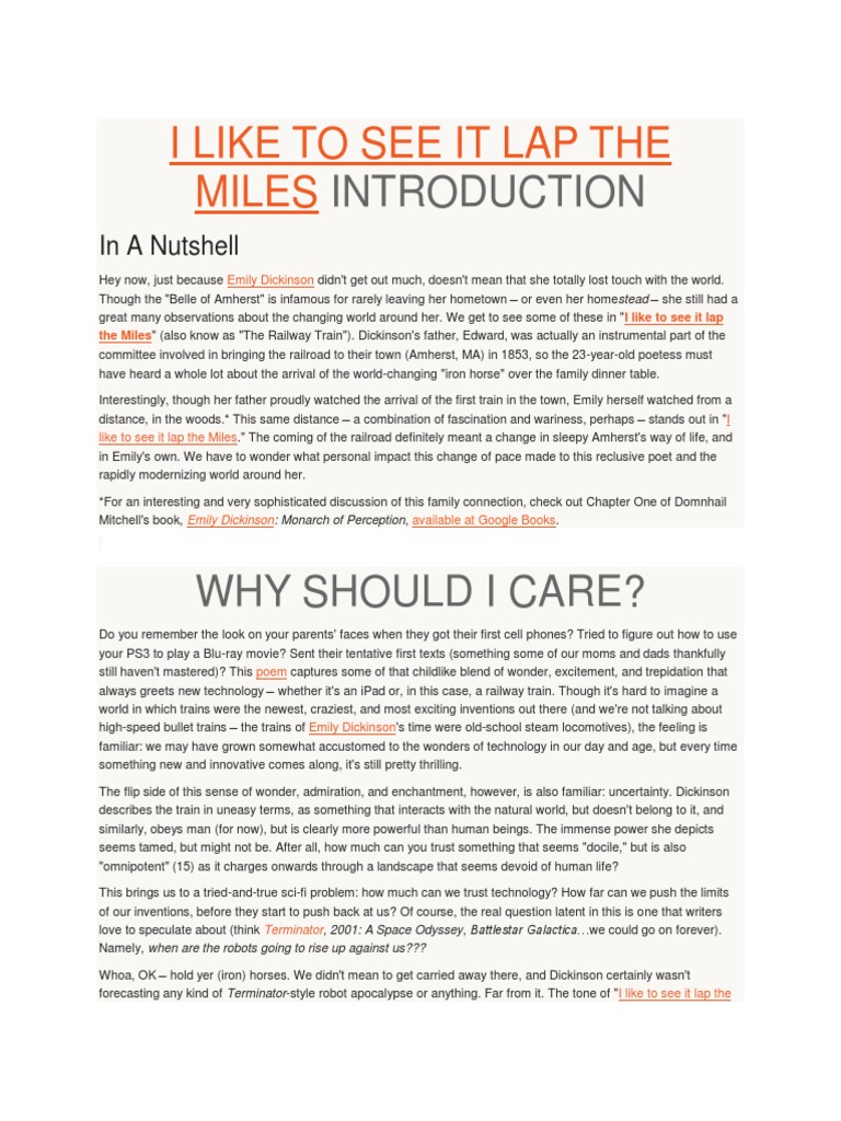 I Like To See It Lap The Miles | PDF | Metre (Poetry) | Rhyme