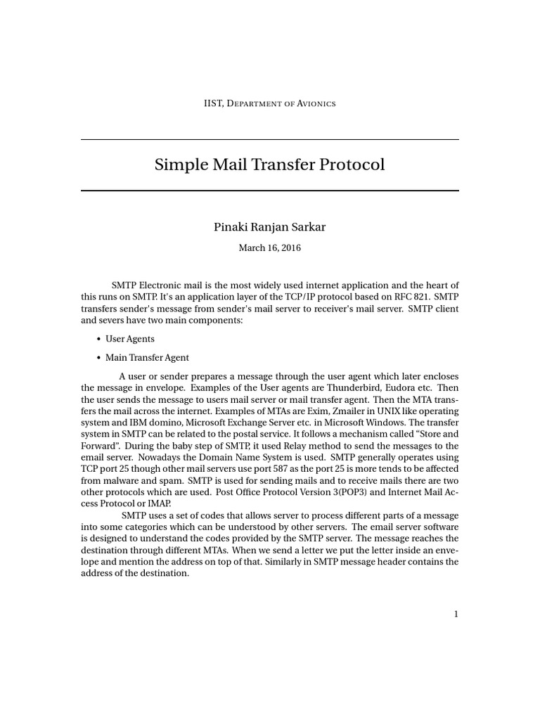 Simple Mail Transfer Protocol | PDF | Email | Network Architecture