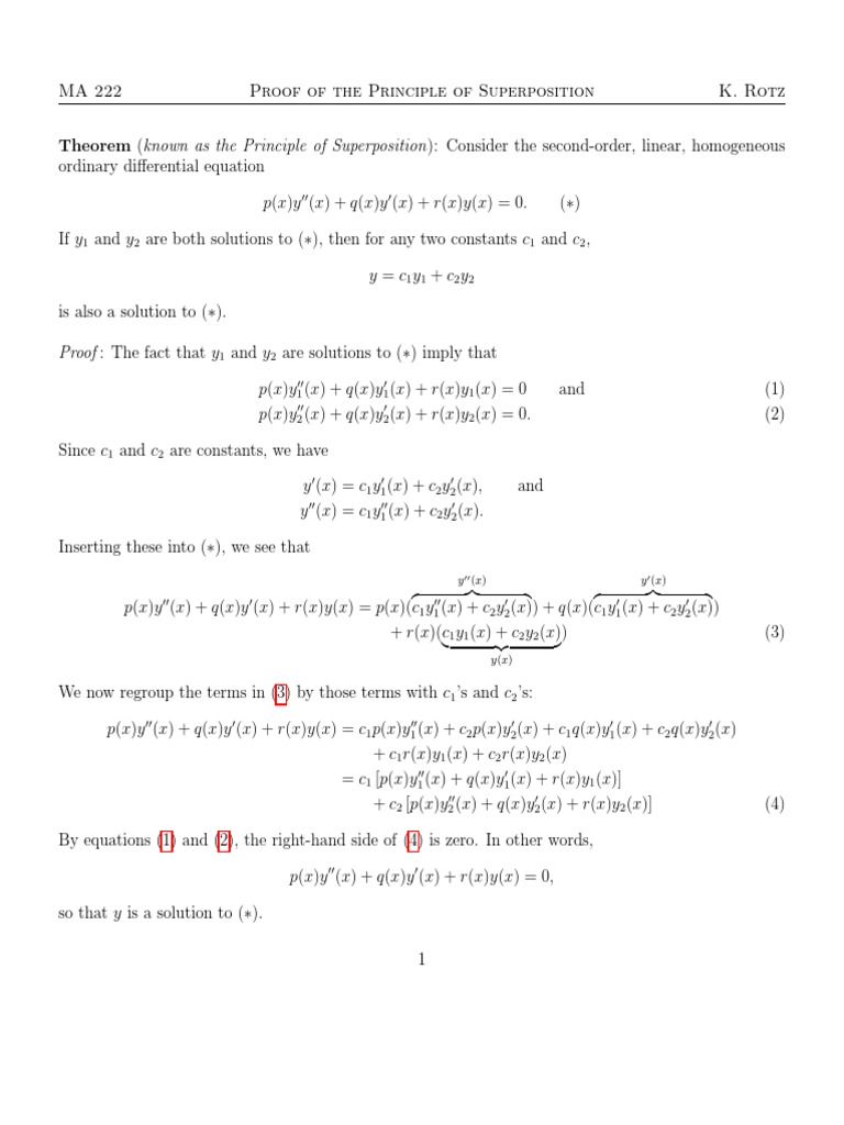Principle of Superposition | PDF | Differential Equations | Rates