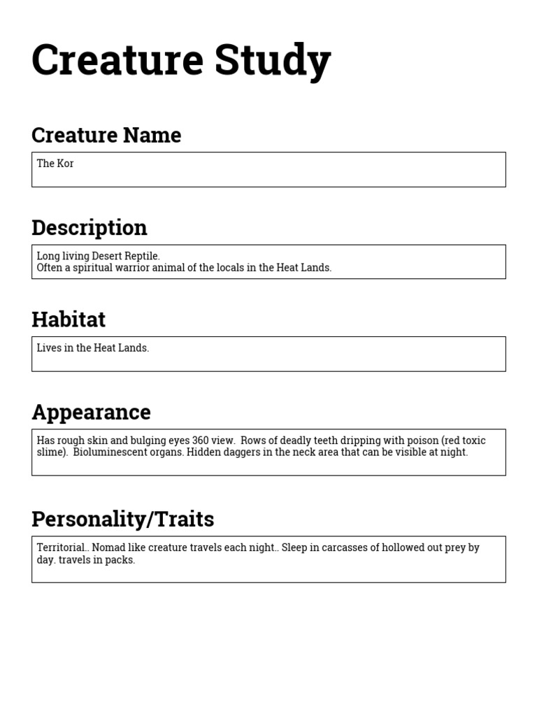Creature Study | PDF