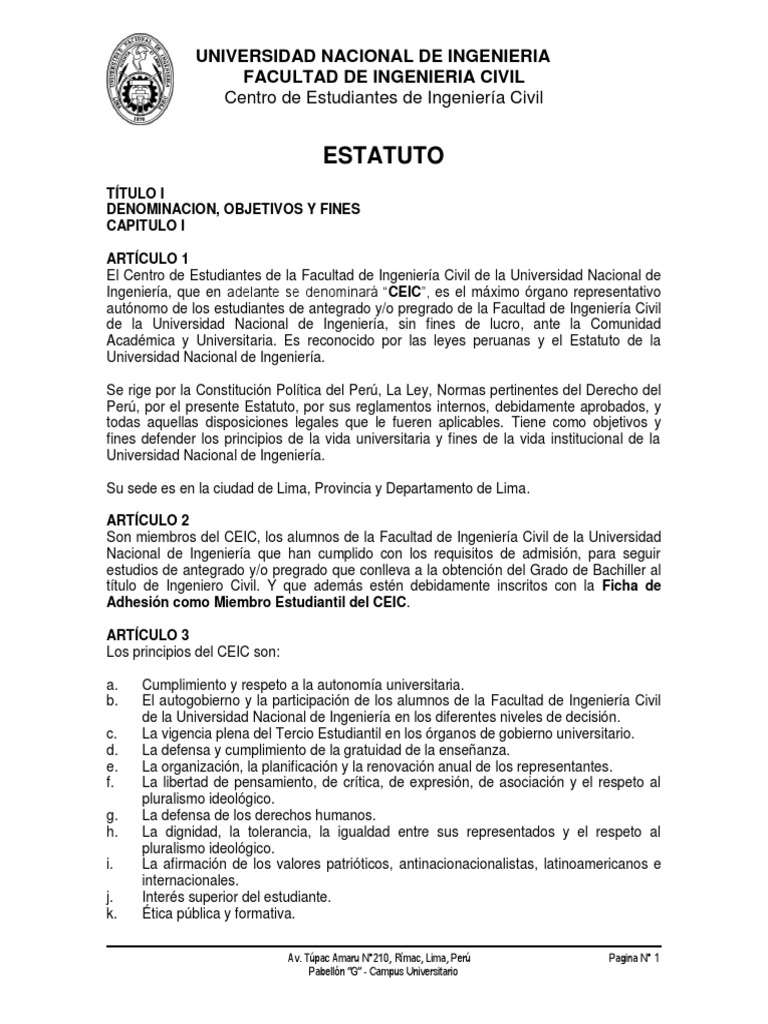 Estatuto Final Ceic 2014 | PDF | Perú | Universidad