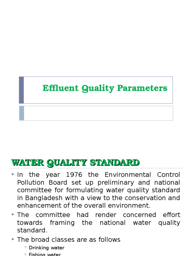 Effluent Quality Parameters | Download Free PDF | Ph | Sets Of Chemical ...