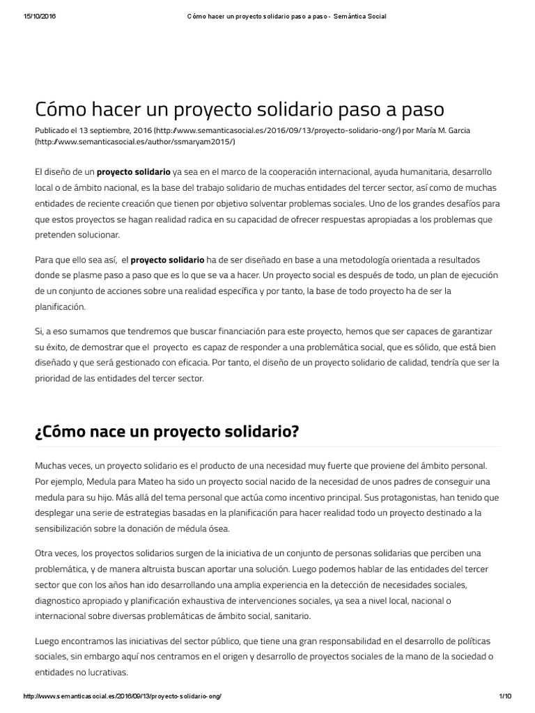 Elaborar Un Proyecto Solidario Paso A Paso | Organización no gubernamental | Planificación