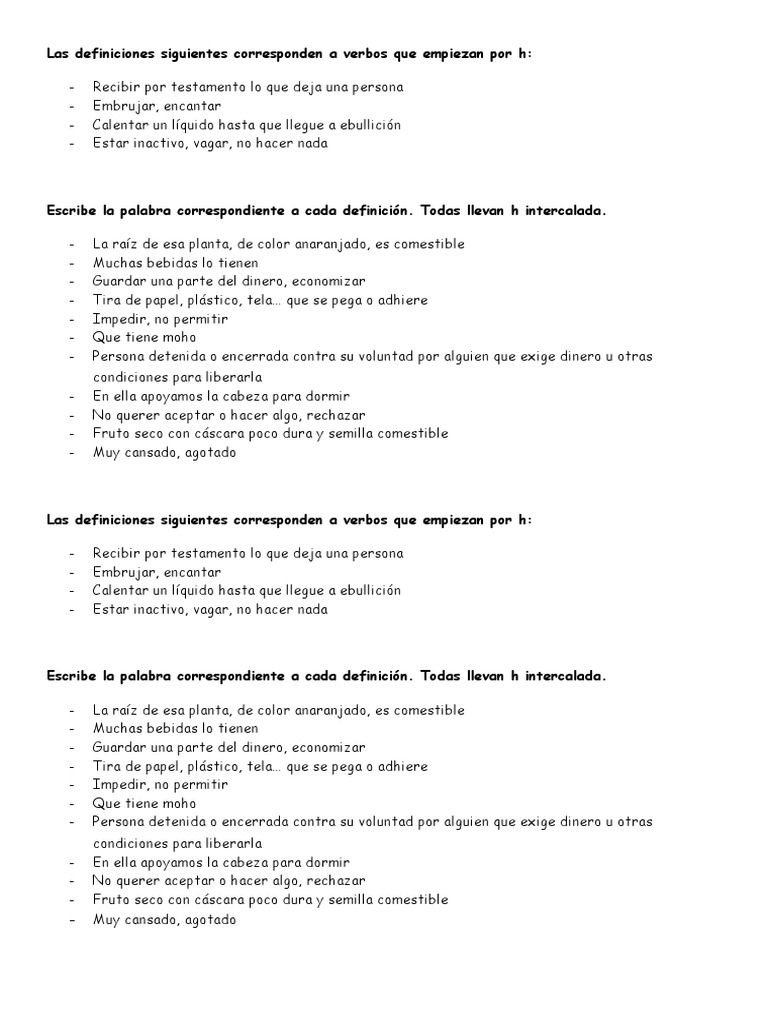 Definiciones Palabras Con H | PDF
