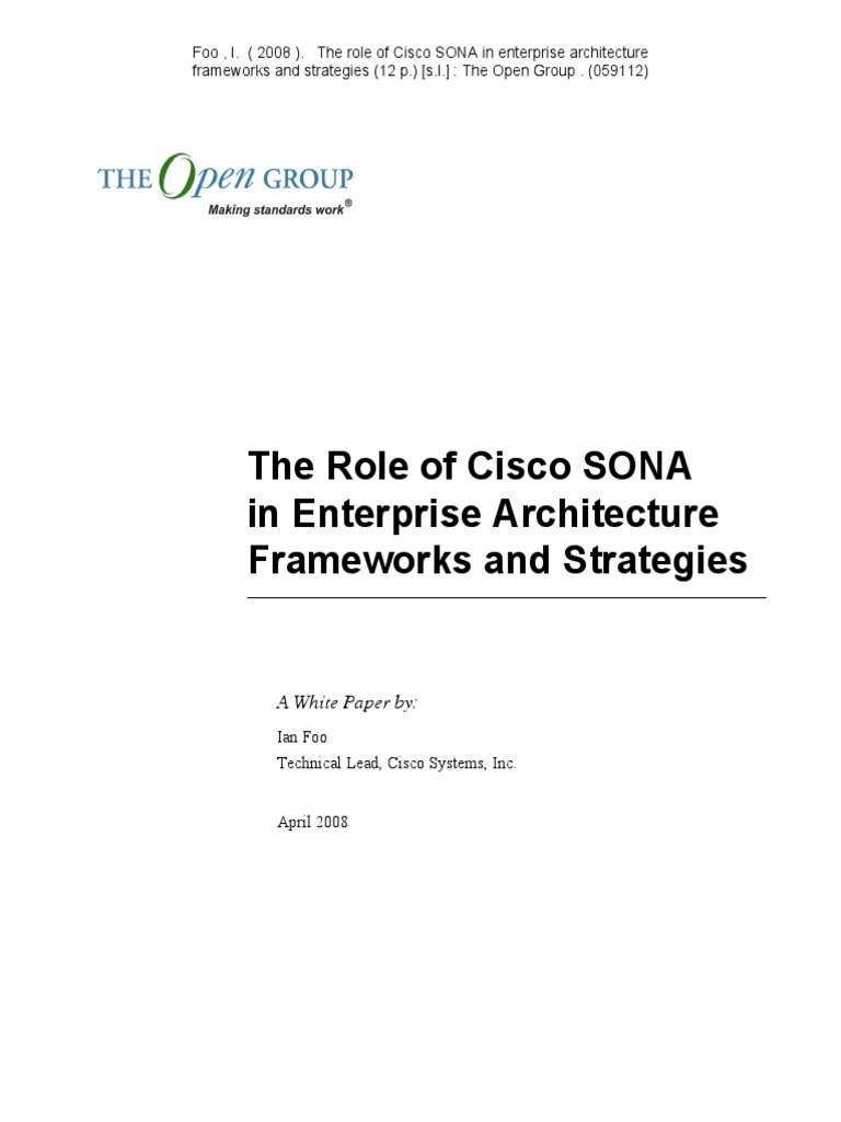 The Role of Cisco SONA in Enterprise Architecture Frameworks and ...