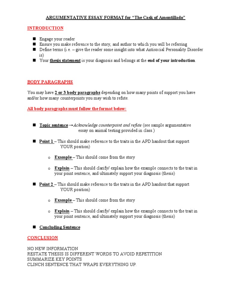 22cask 22 Argumentative Essay Format | PDF