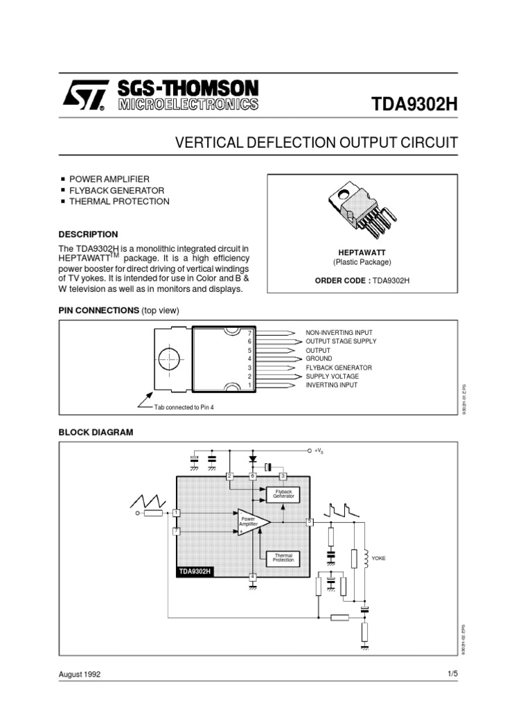 TDA9302H | PDF | Amplifier | Computer Engineering