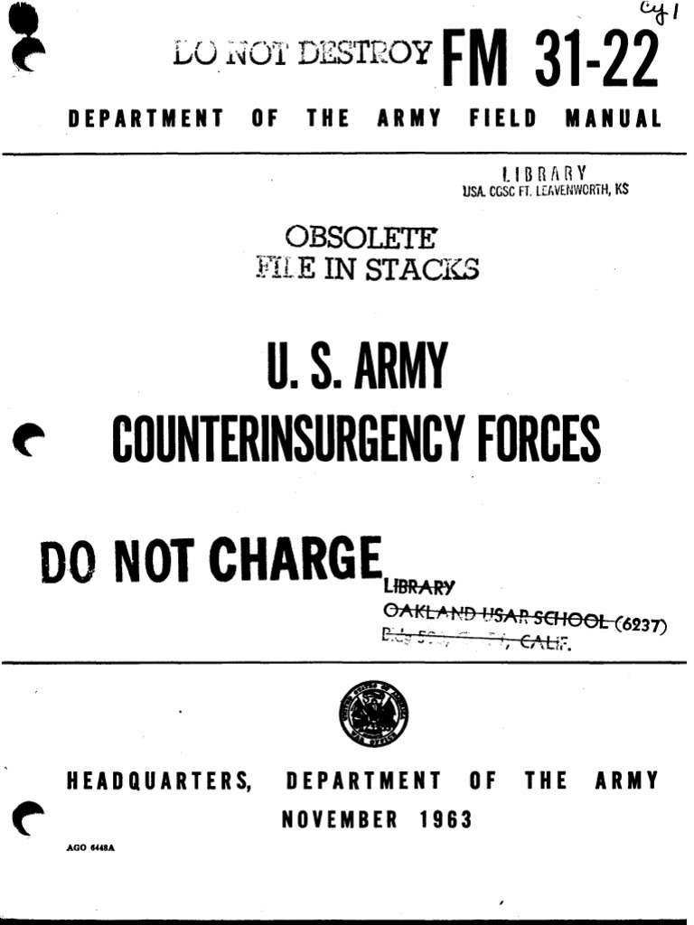 U.S. Army Counterinsurgency Forces, Department of The Army Field Manual ...