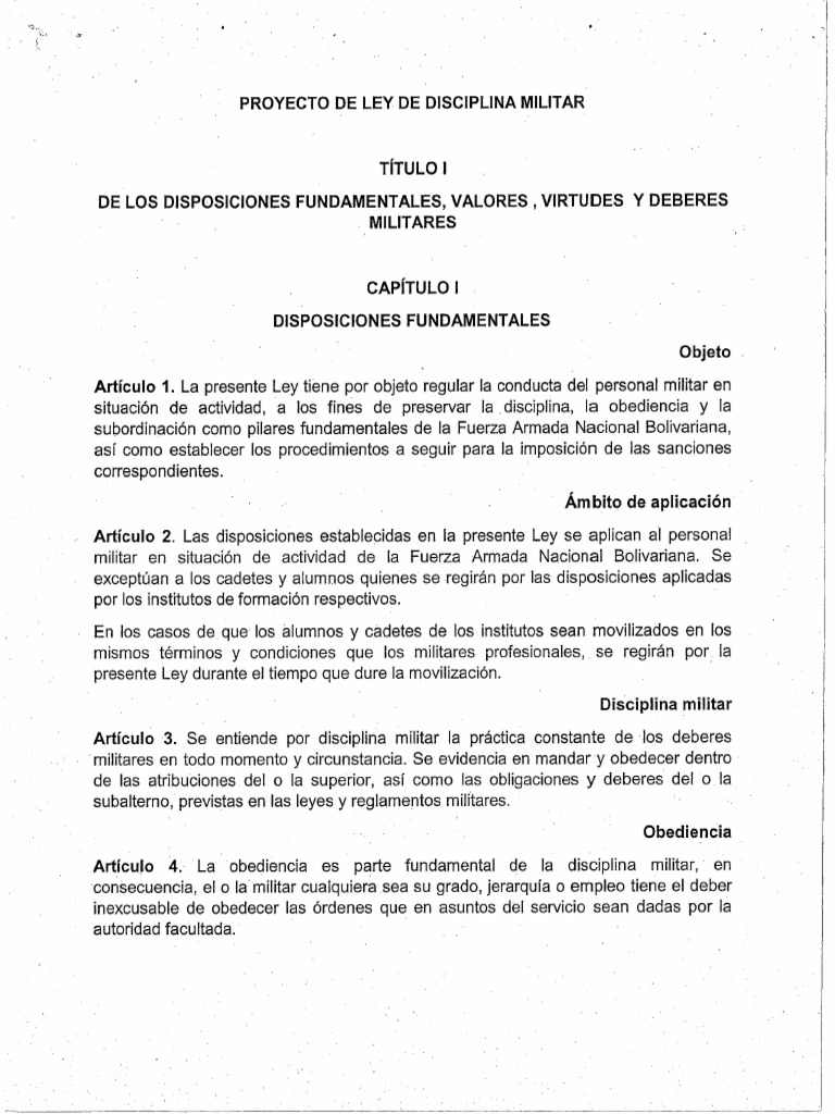 Ley De Disciplina Militar _ Armadas se aplicará lo dispuesto en la ley ...