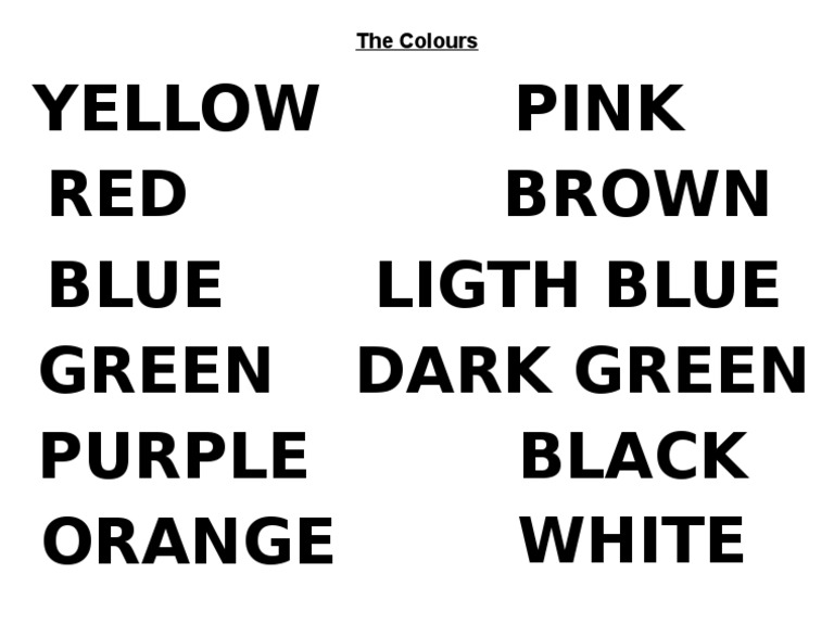 Yellow RED Blue Dark Green Purple Black White Orange Pink Brown Ligth ...