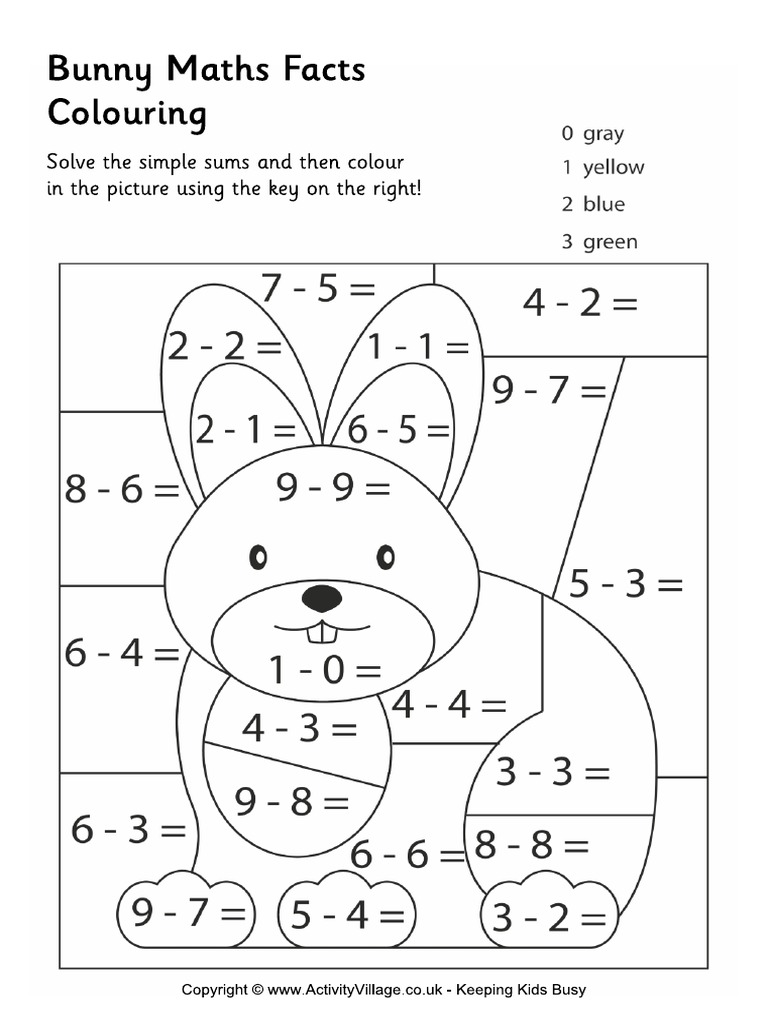 Bunny Maths Facts Colouring Page | PDF