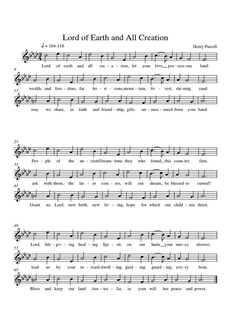 Lord of Earth and All Creation Hymn | PDF
