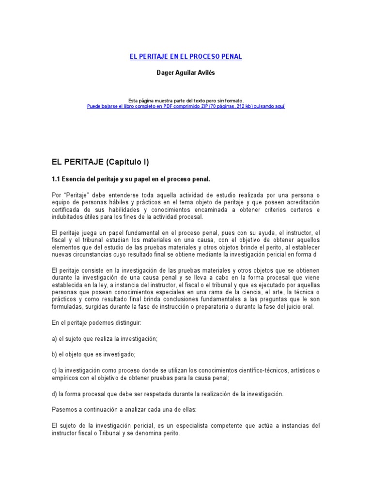 El Peritaje en el Proceso Penal | PDF | Testigo experto ...