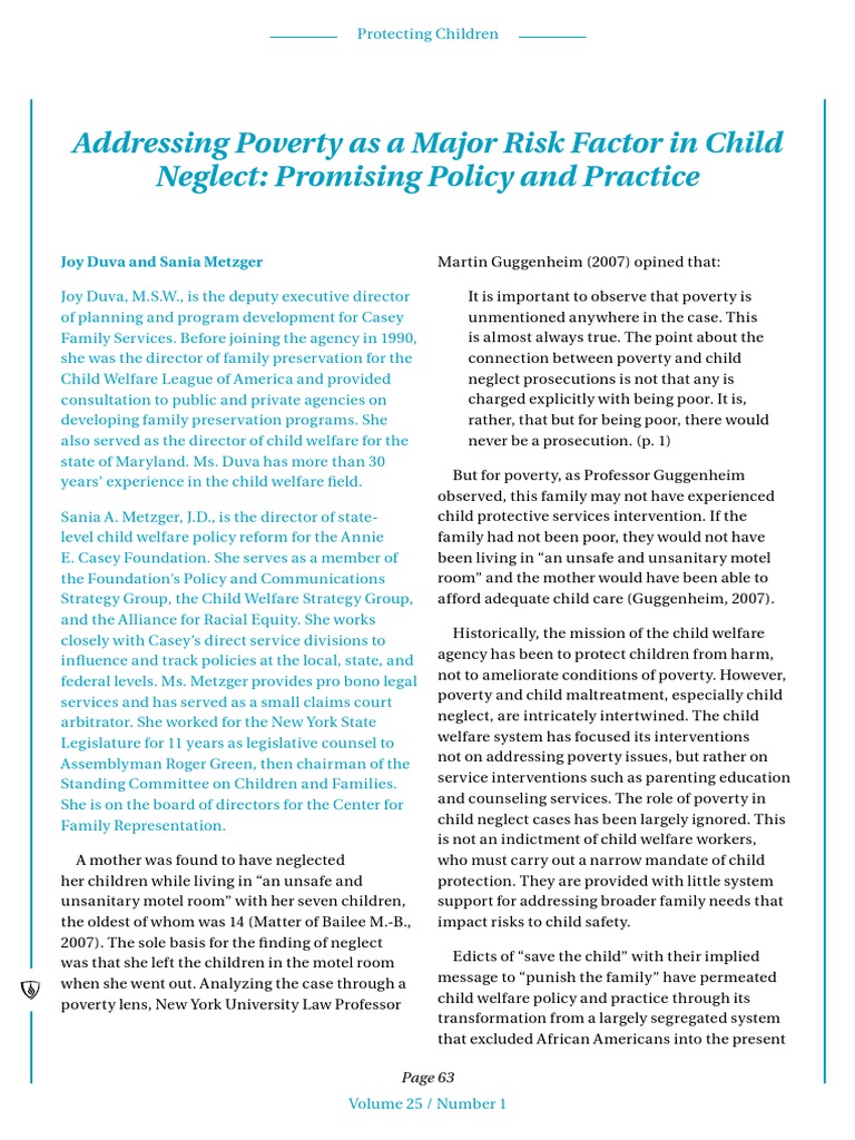Addressing Poverty As A Major Risk Factor in Child | PDF | Child ...