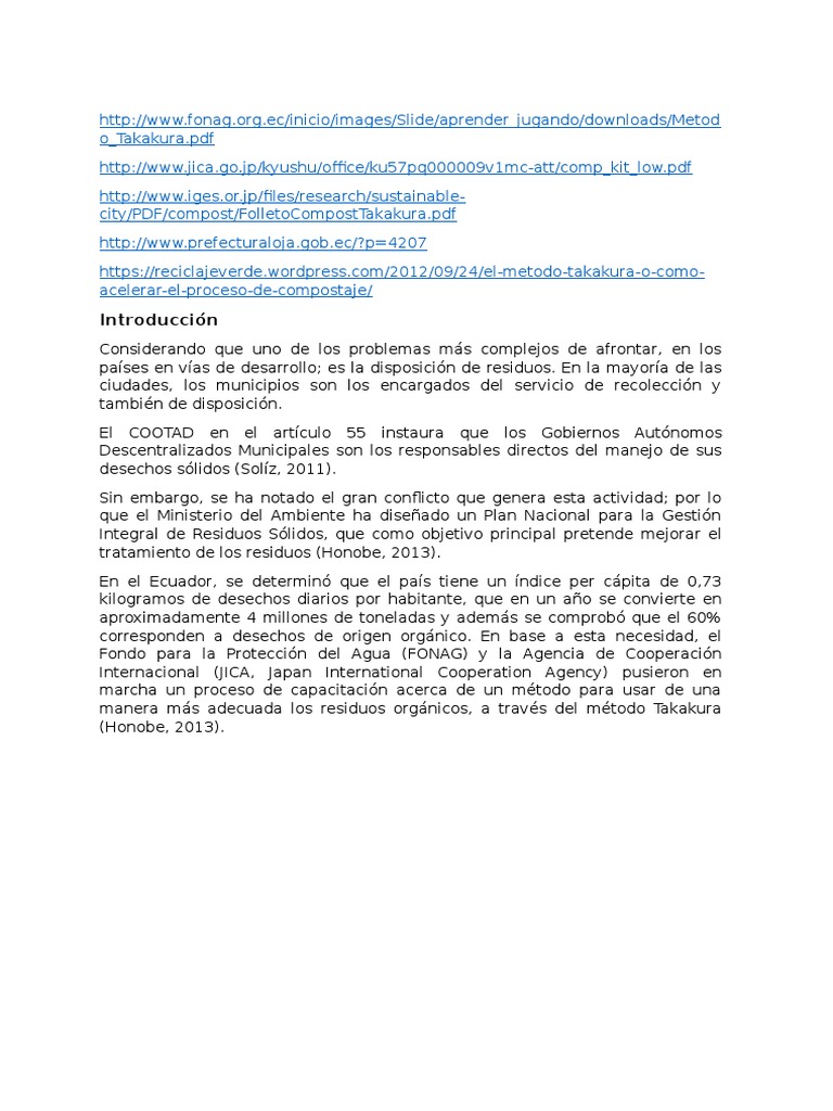 Compost Método Takakura | PDF