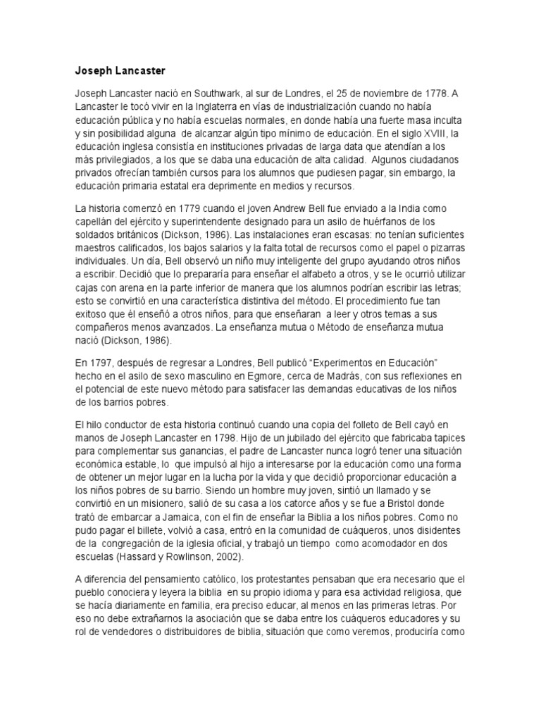 Joseph Lancaster | PDF