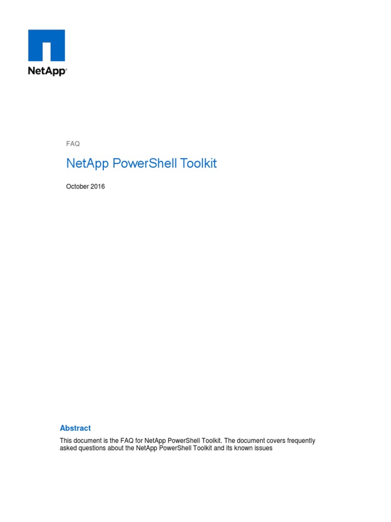 Netapppowershelltoolkit Faq Final Pdf Command Line Interface Parameter Computer Programming