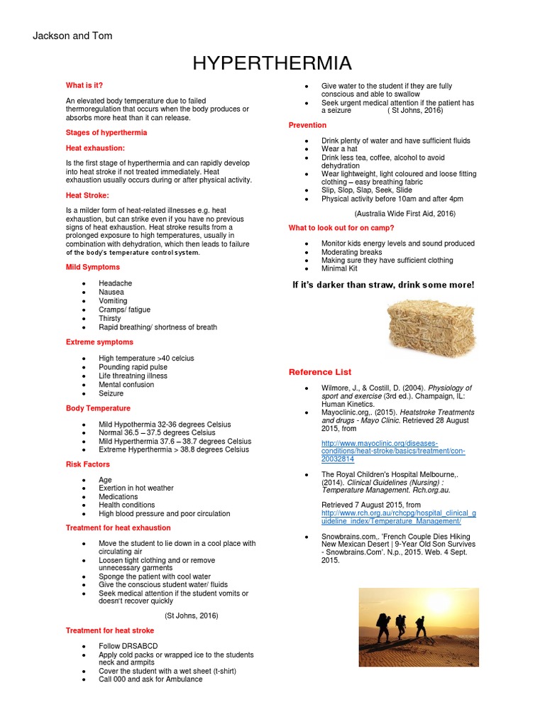 hyperthermia-handout | Hyperthermia | Clinical Medicine
