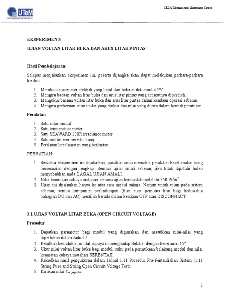 Ujian Litar Buka Dan Litar Pintas Pdf