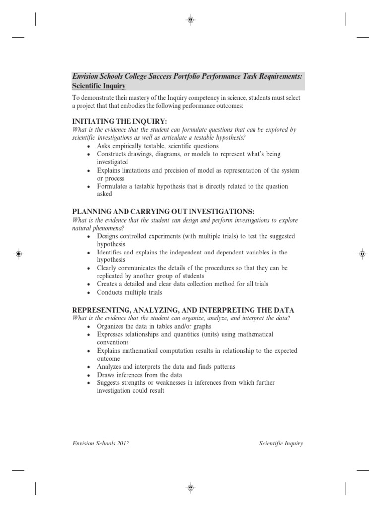 A.02. Scientific Inquiry Performance Task and Rubric | PDF | Experiment ...