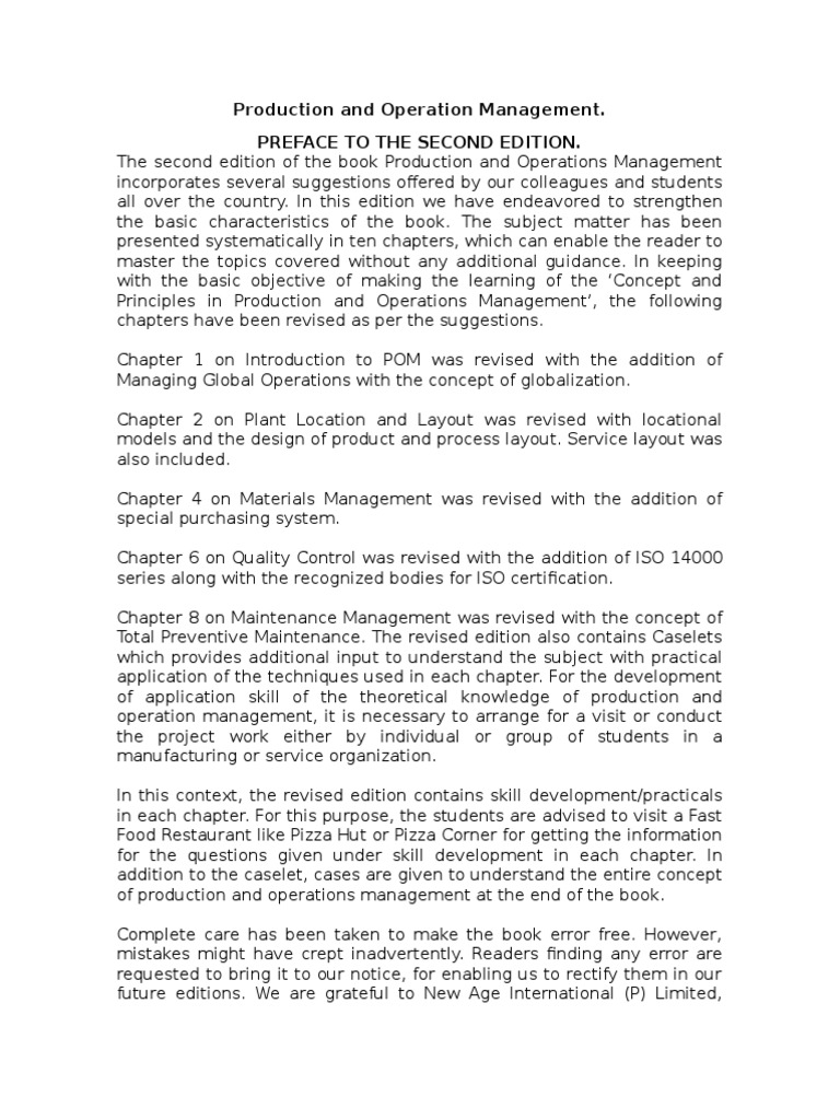 Production and Operation Management | PDF | Operations Management ...