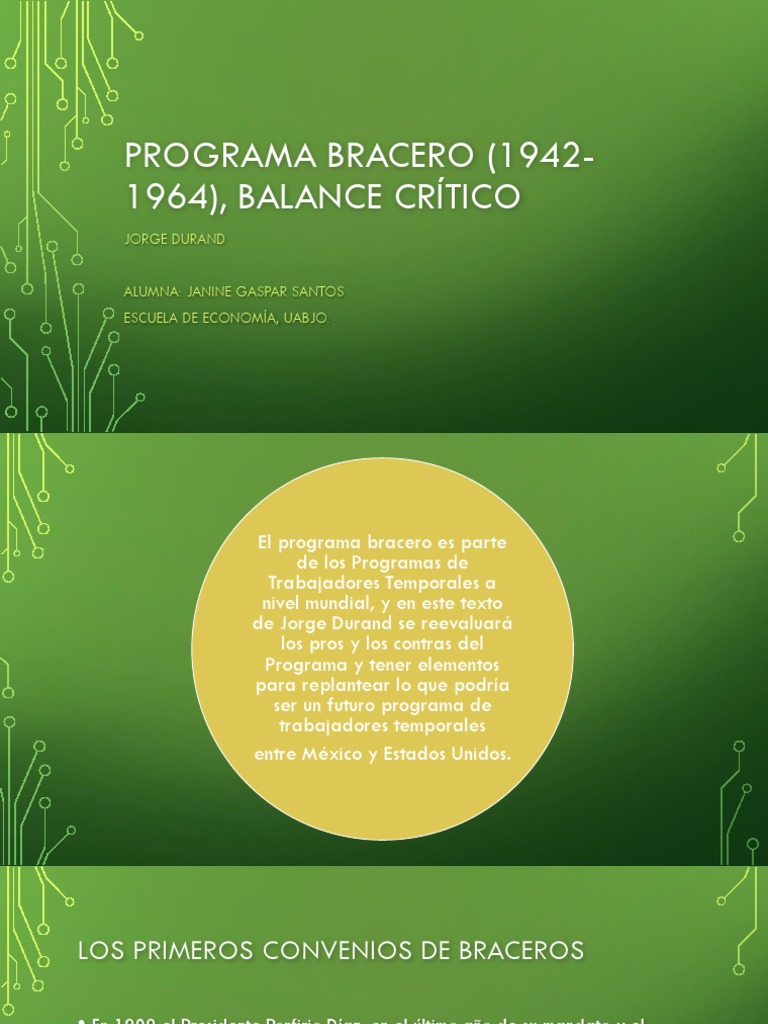 Análisis del Programa Bracero (1942-1964) | PDF | Migración humana ...