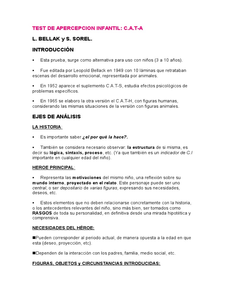 Test de Apercepción Infantil C.A.T-A | PDF | Percepción | Science