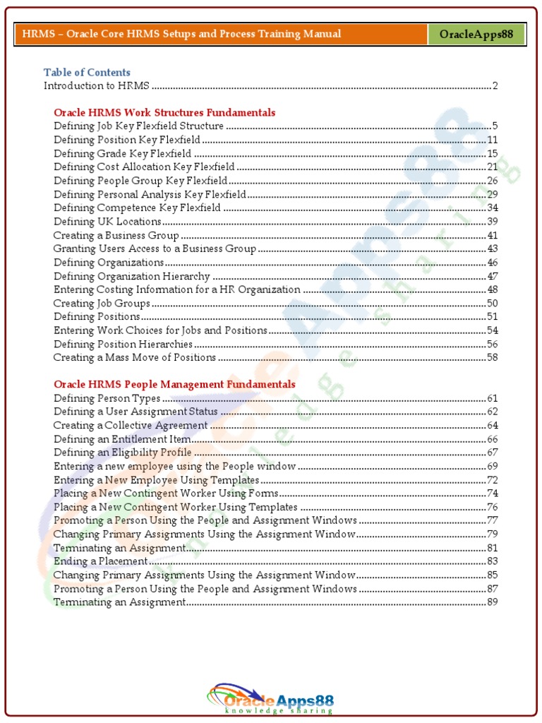 HRMS - Oracle Core HRMS Setups and Process Training Manual | Download Free PDF | Oracle Database ...