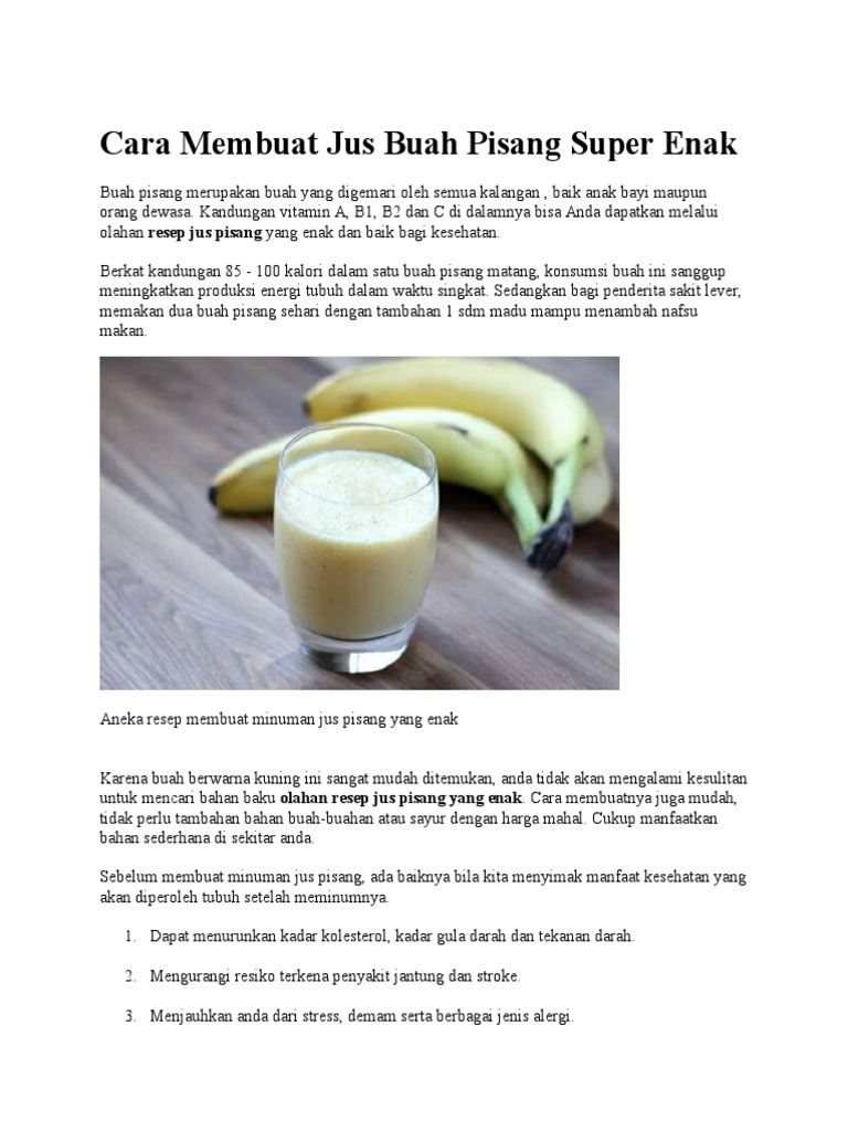 Resep Jus Pisang Sehat dan Lezat | PDF