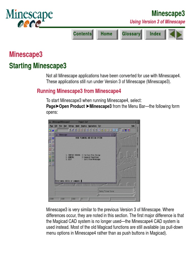 Guide to Using Minescape Version 3 | PDF | Menu (Computing) | Command Line Interface