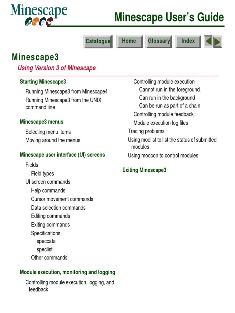 Minescape User's Guide | PDF | Menu (Computing) | User Interface