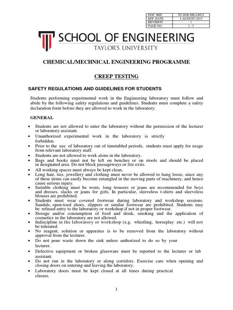 CREEP TEST Manual PDF | PDF