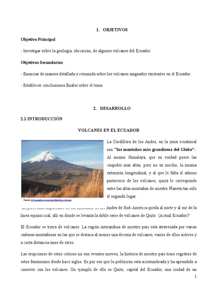 Volcanes en El Ecuador | PDF | Volcán | Andes