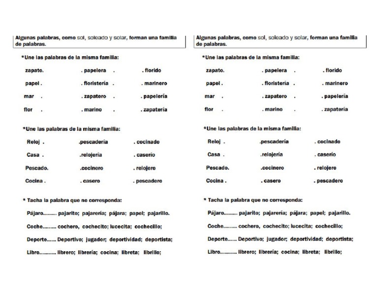 Actividad Familia de Palabras | PDF