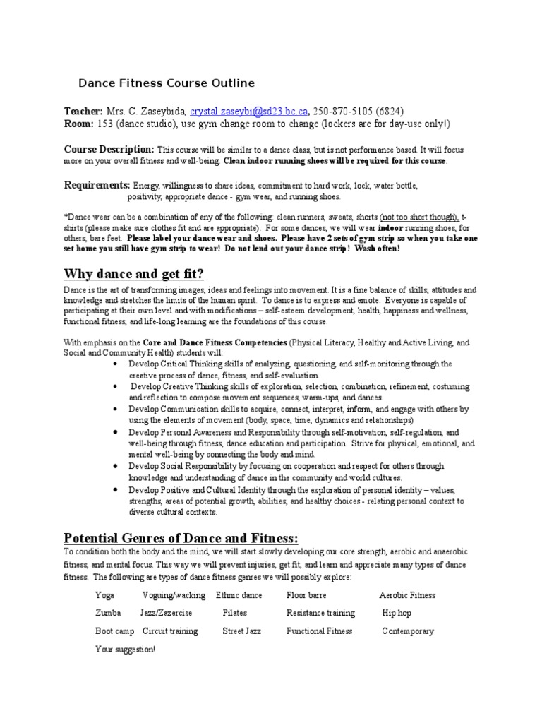 Dance Fitness Course Overview | PDF | Physical Fitness | Dances