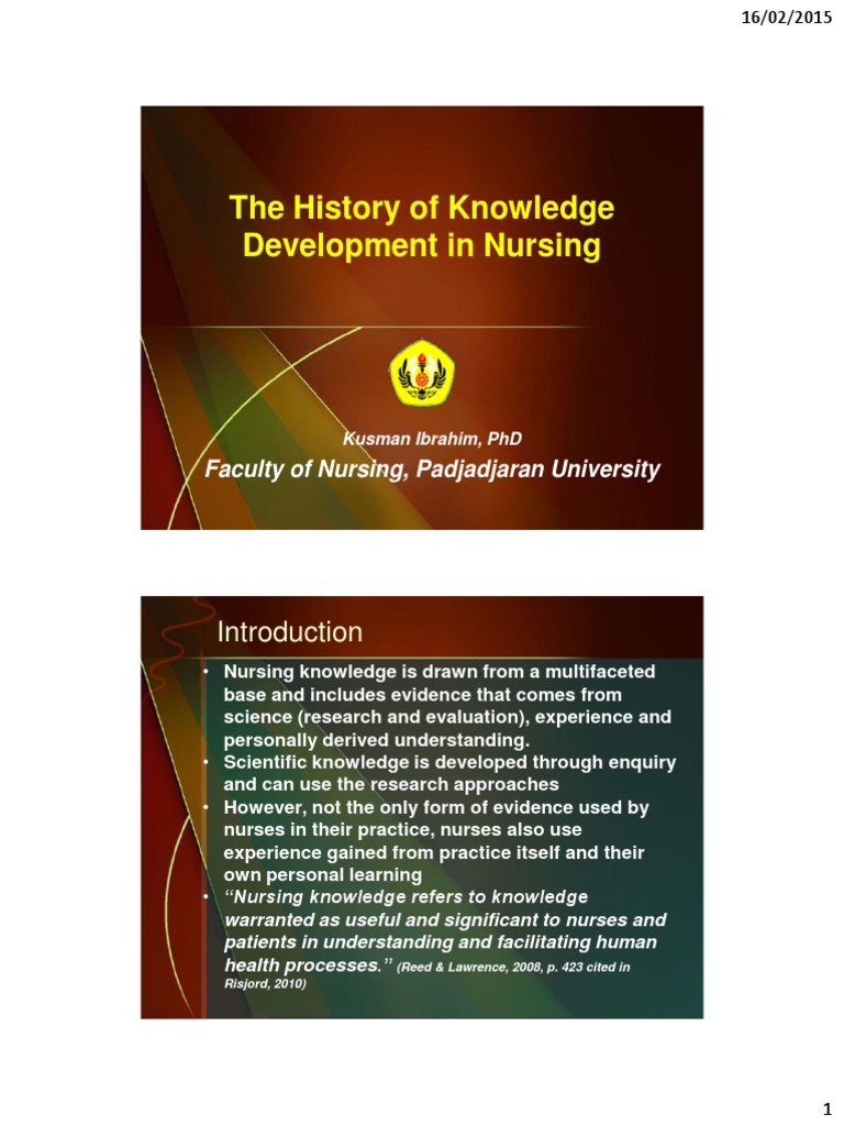 The History of Knowledge Development in Nursing - Feb15 | PDF | Nursing ...