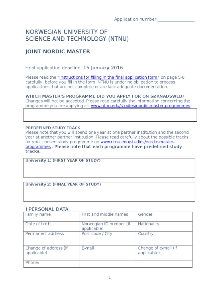 NTNU Nordic Master's Application Guide | PDF | University And College ...