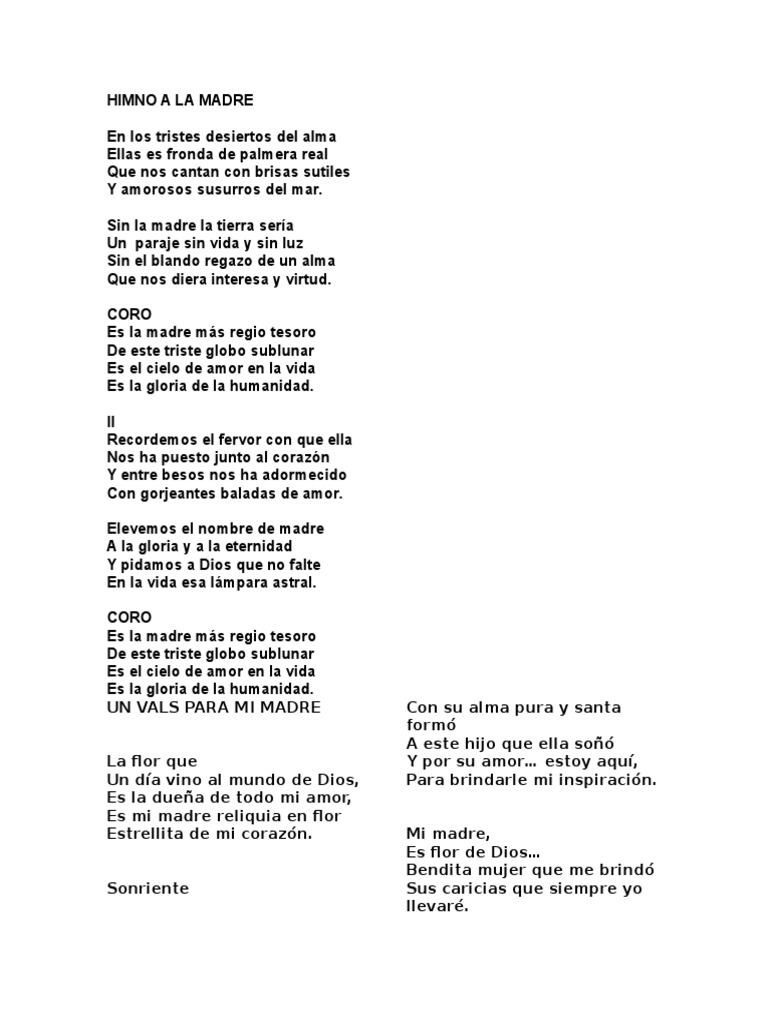 Himno A La Madre | PDF | Amor | Religión y creencia
