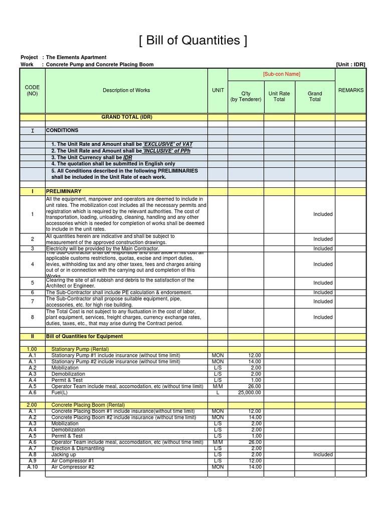 06. Bill of Quantities Rev.2 (IMEK-CP-151217) | Taxes | Pipe (Fluid ...