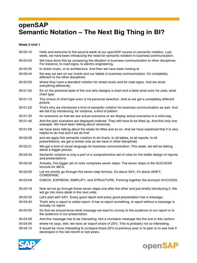OpenSAP Ibcs1-Tl Week 2 Transcript | PDF